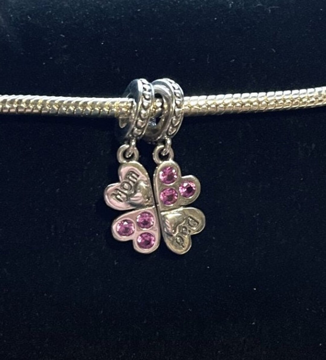 Mom Dad Splittable Charm for Bracelet , Mom Hearts Charm , Dad Hearts ...