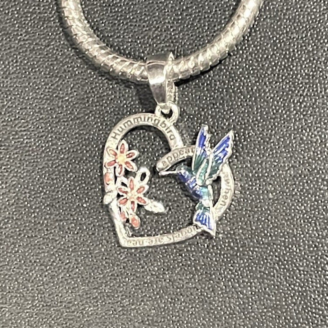 Hummingbird and Flowers Dangle Charm Fits Pandora Bracelet , Angels ...