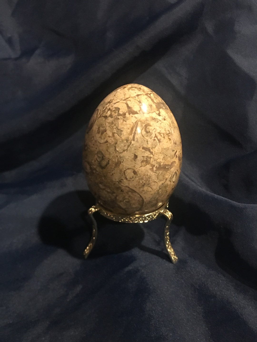 Vintage Polished Marble Egg Sculpture Figurine , Shades of Tan, Brown ...