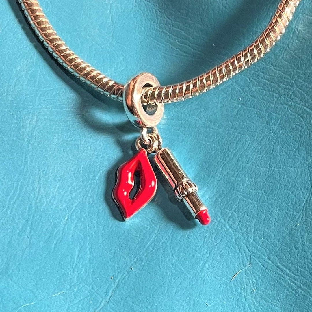 Red Lips Red Lipstick Dangle Charm Fits Pandora Bracelet - Etsy
