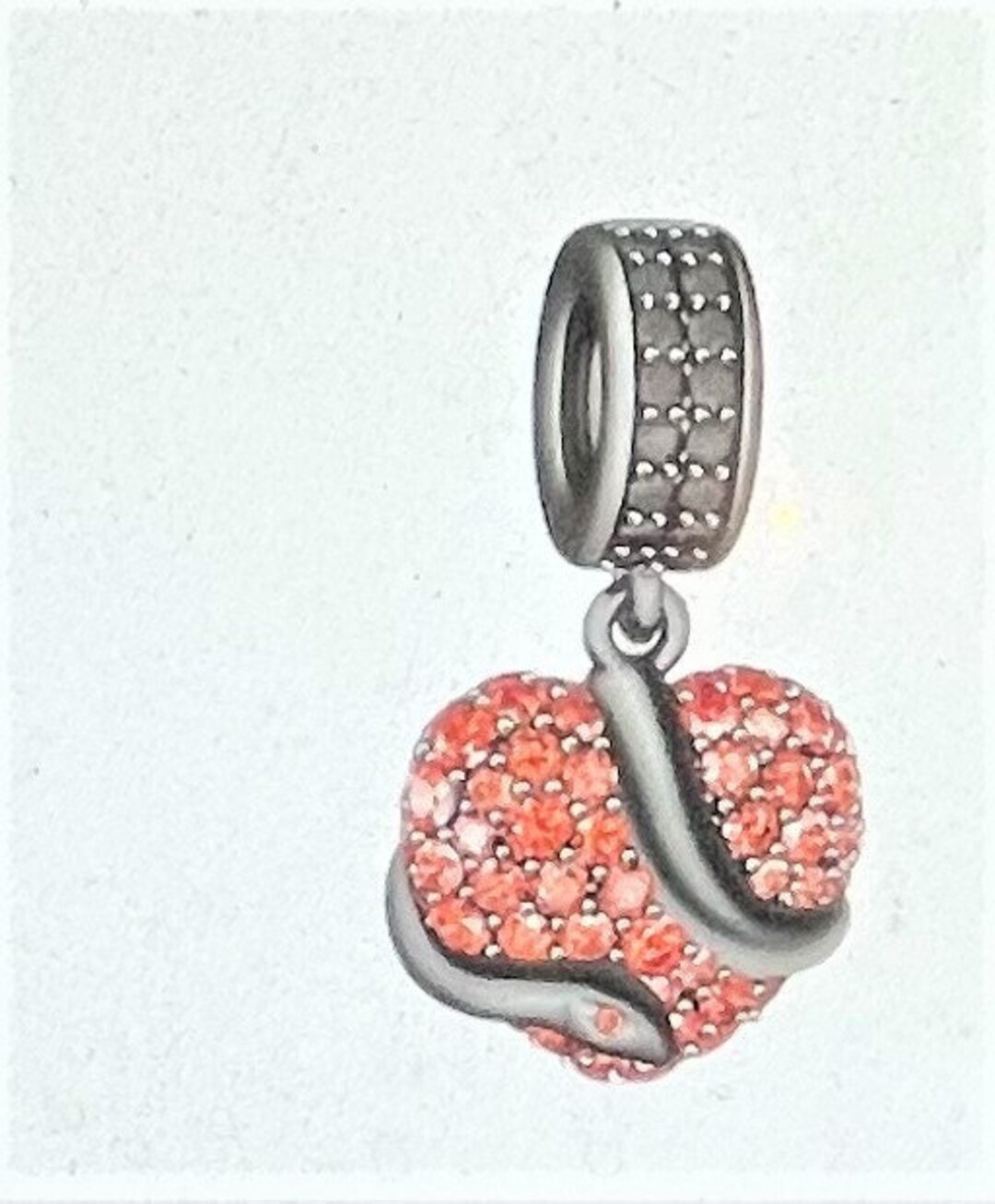 Black Snake Orange CZ Heart Dangle Charm Fits Pandora Bracelet , Snake ...