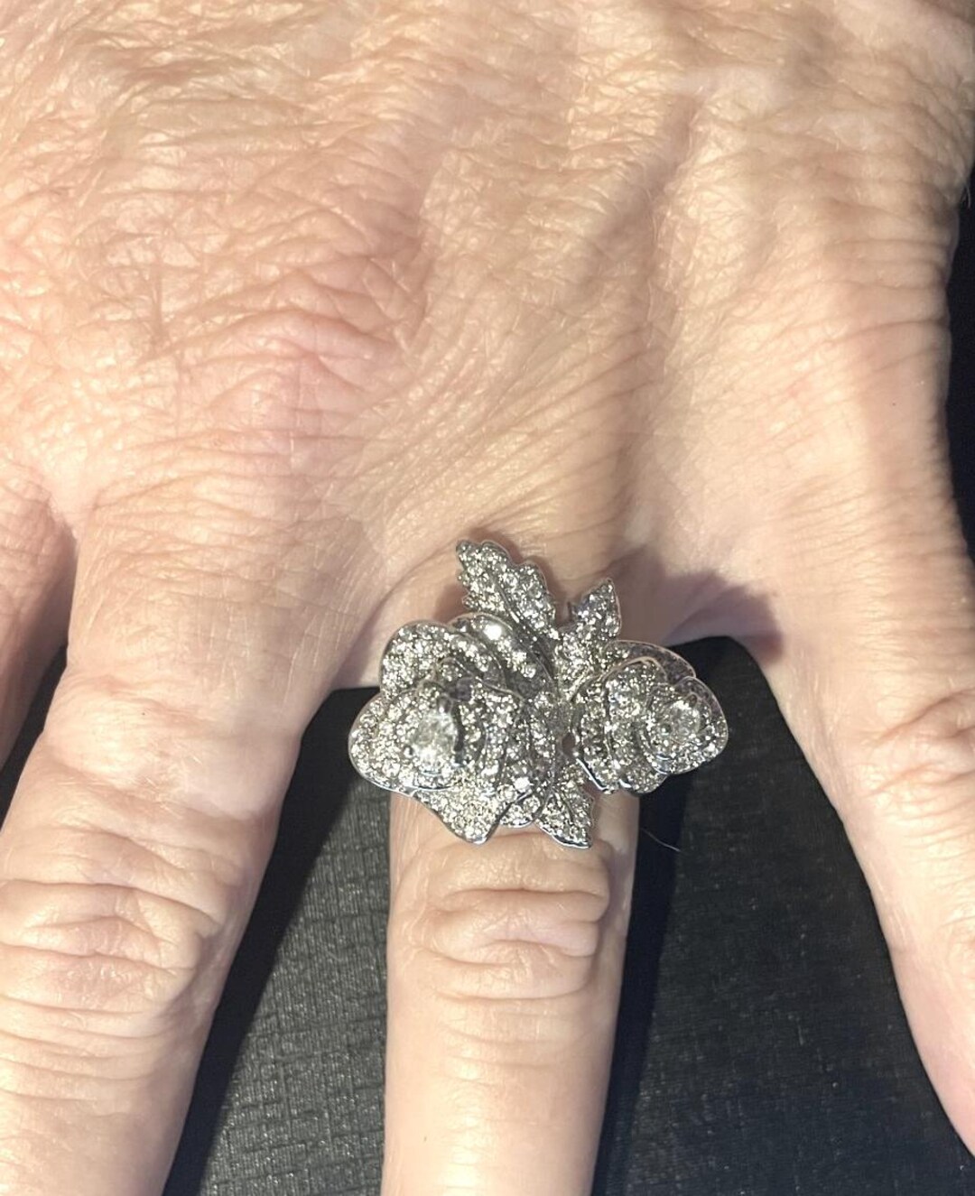 Large CZ Pave Flower Ring , CZ Cocktail Ring , Choose Size - Etsy