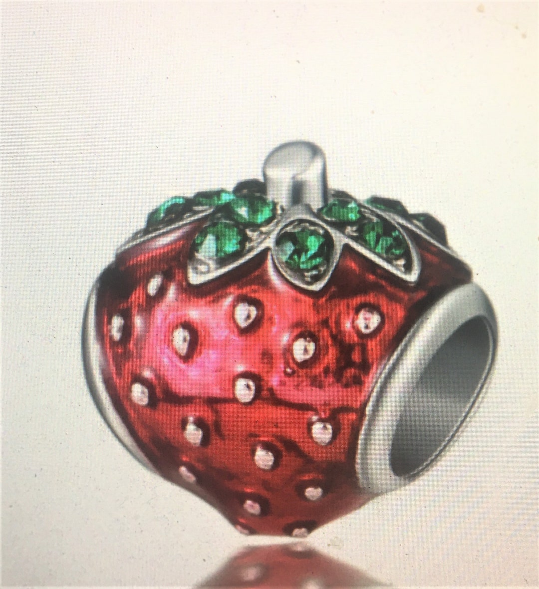 Seeded Strawberry Fruit Charm Fits Pandora Bracelets , Red Strawberry ...