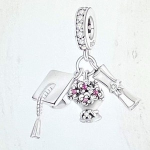 Graduation Bouquet Charm Fits Pandora Bracelet , Flowers Diploma Cap Charm , Congratulations ...