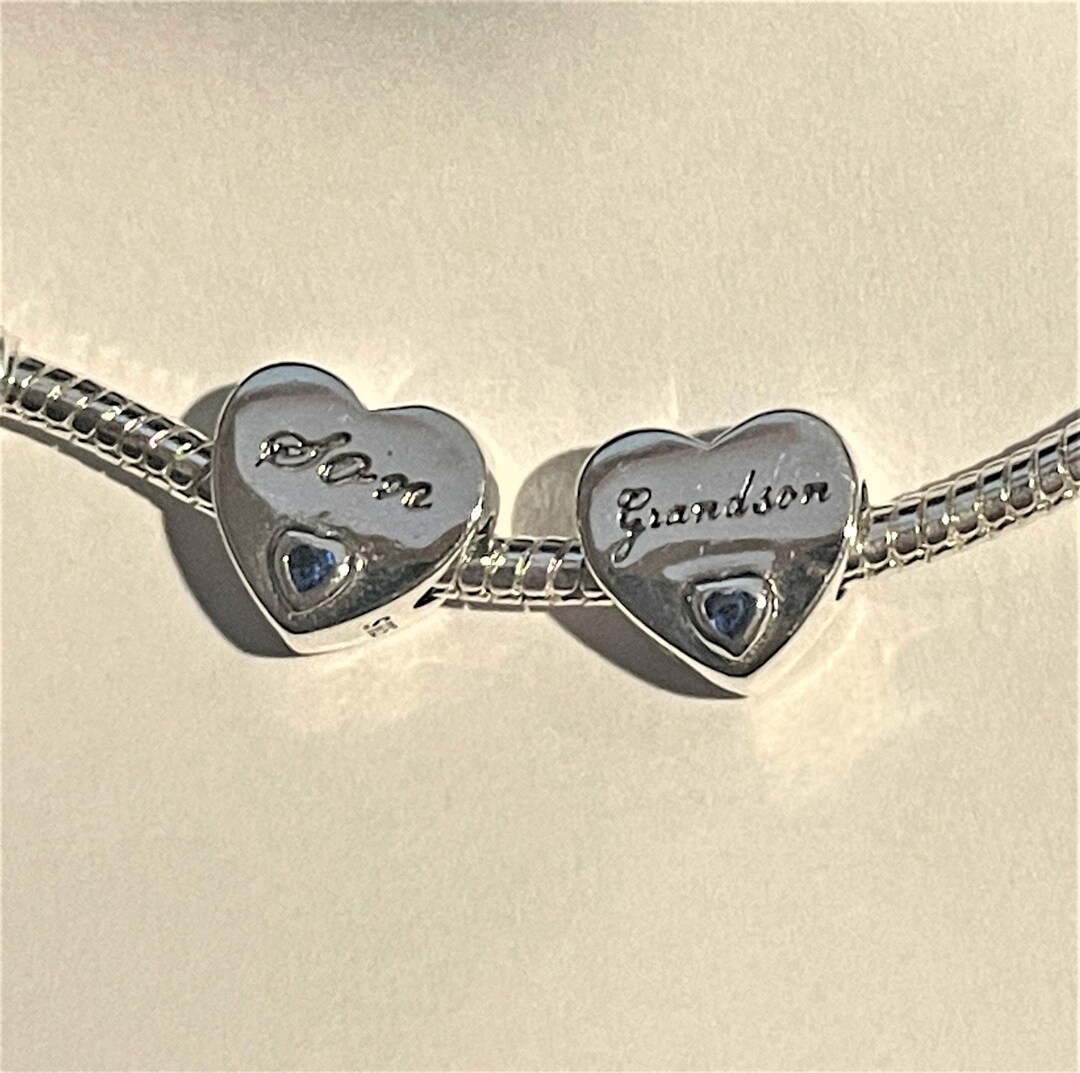 Son Heart Charm Fits Pandora Bracelet , Son CZ Heart Charm , Grandson ...