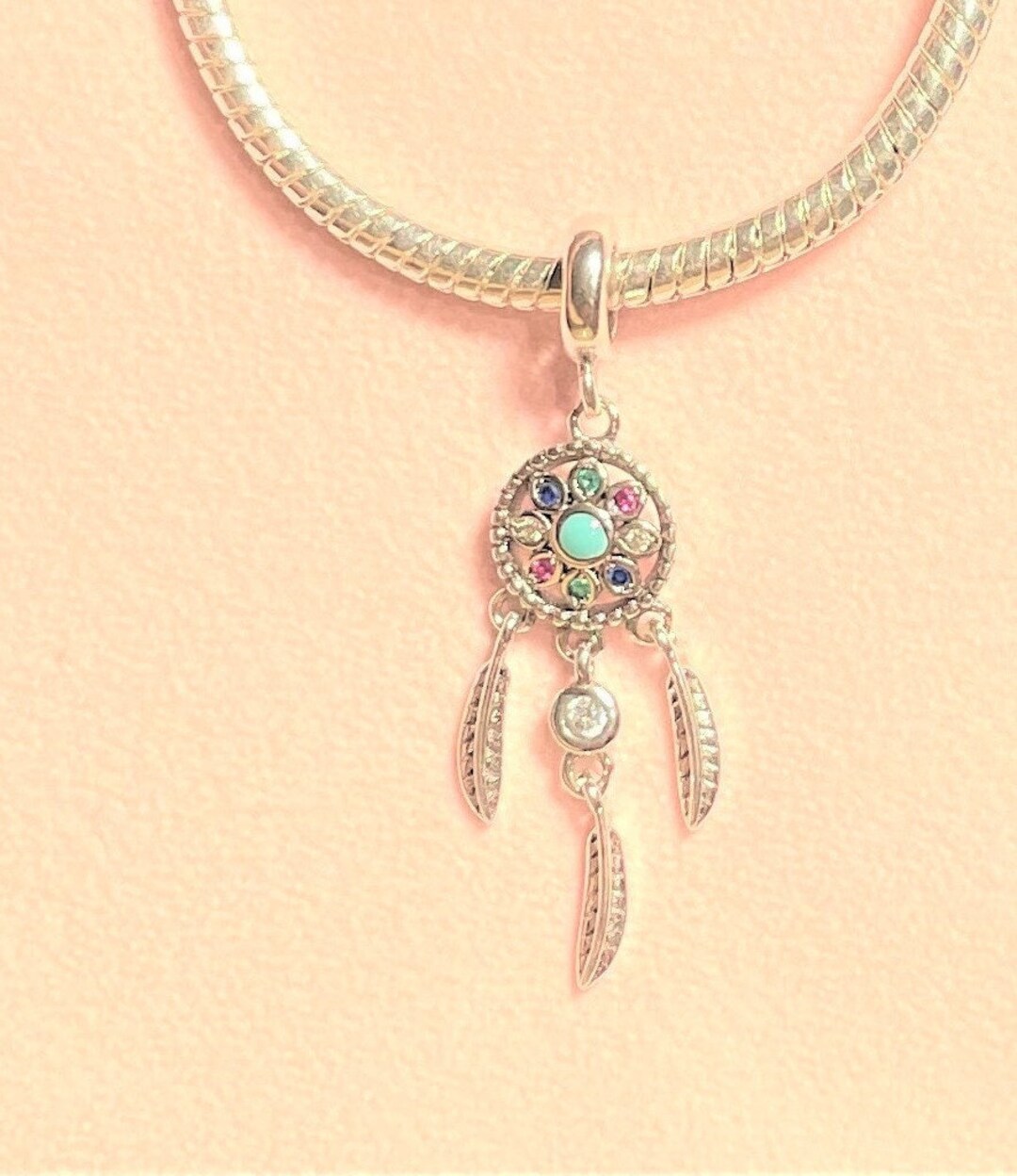 Colorful CZ Dream Catcher Charm Fits Pandora Bracelet , Spiritual Dream ...