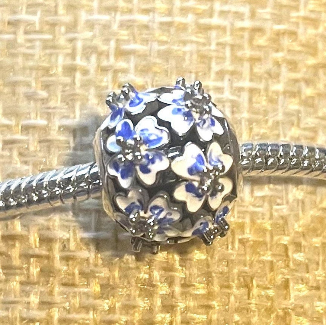 Blue Primrose Flower Charm , Fits Pandora Bracelet , Primrose Charm ...