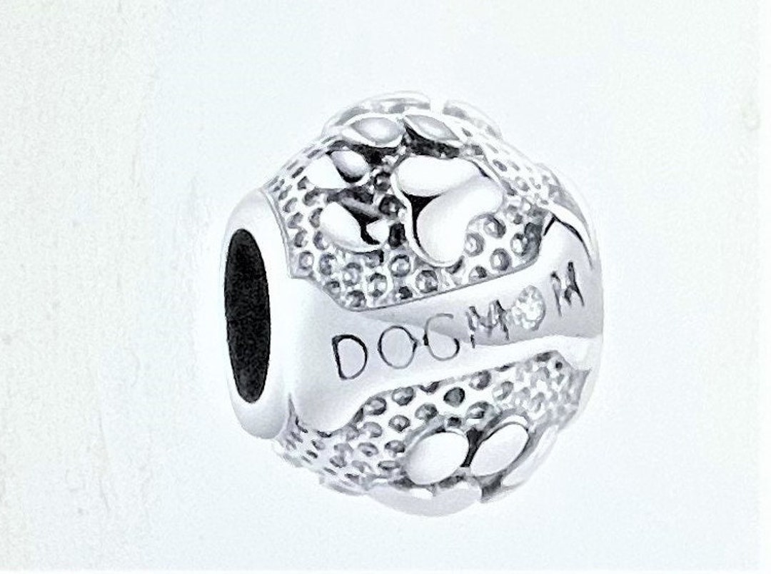 Dog Mom Charm Fits Pandora Bracelet , Pawprint Charm , 925 Sterling ...
