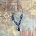 Dark Blue Drop Necklace and Earrings Set , Blue Crystal Jewelry Set ...