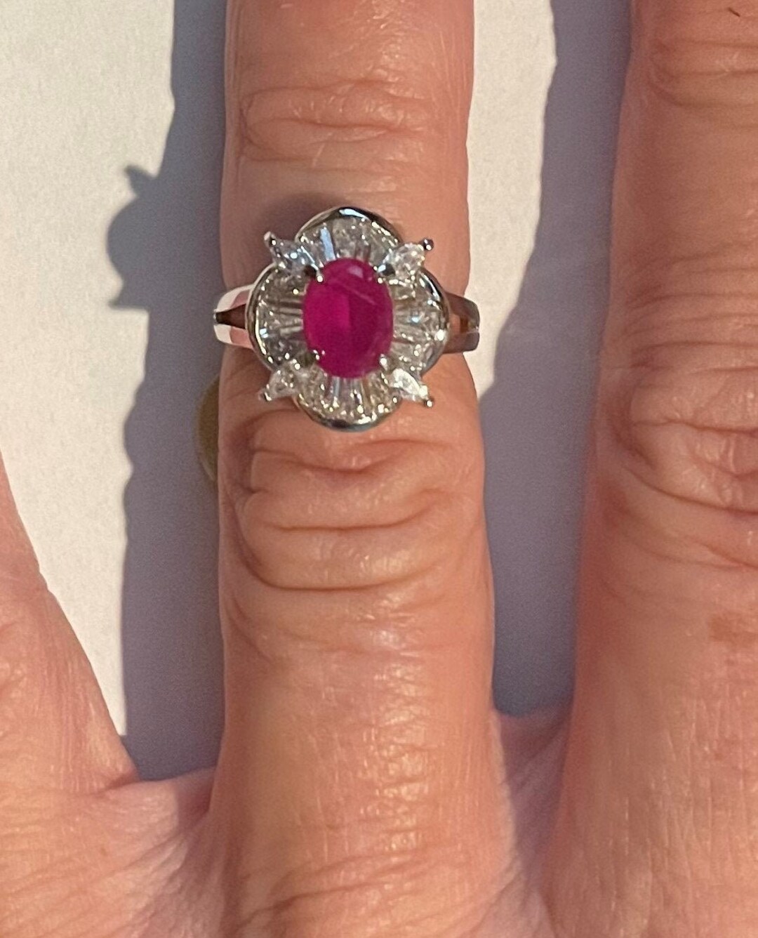 Sparkling Ruby Ring, Oval Shape Ruby With Channel Set White Topaz Ring ...