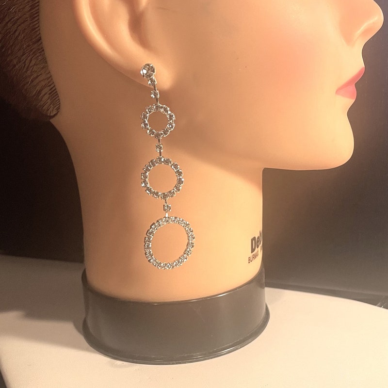 Rhinestone Circle Earrings - Etsy