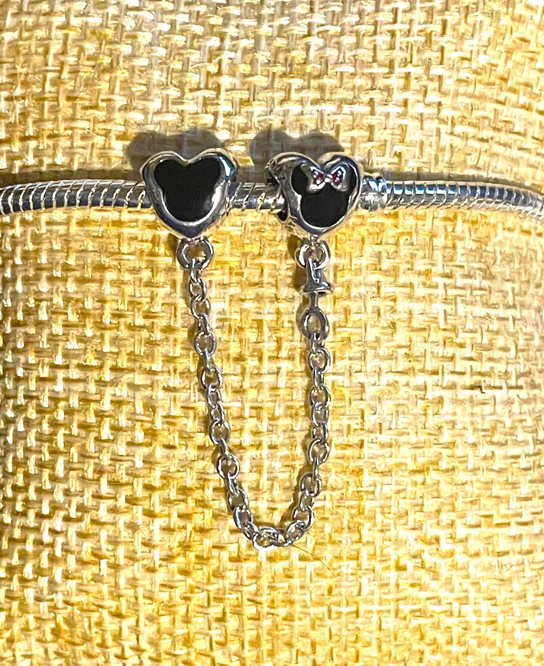 Mickey and Minnie Mouse Safety Chain Charm for Bracelets , Exclusive ...