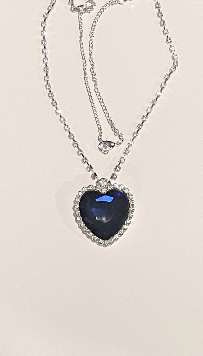 Titanic Large Blue Crystal Heart Pendant Necklace Titanic - Etsy