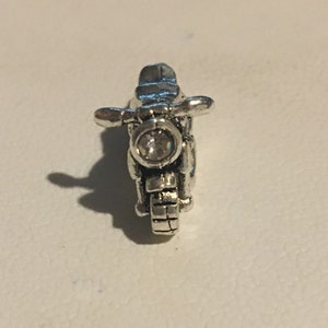 Motorcycle Charm Fits Pandora Bracelet , Bike Charm, Silver , Clear ...