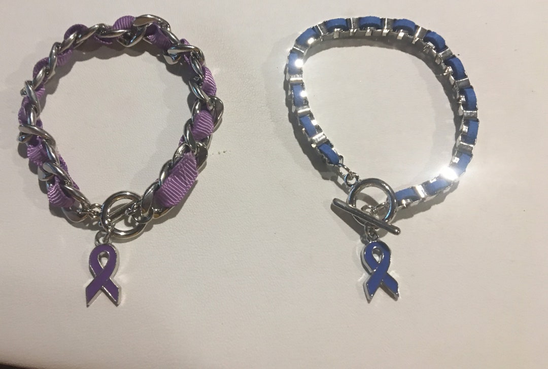 Prostate Cancer Awareness Ribbon Charm Bracelet/breast Cancer Ribbon ...