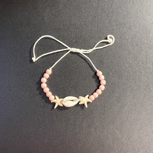 Adjustable Starfish Seashell Beaded Bracelet , Stackable Bracelet ...
