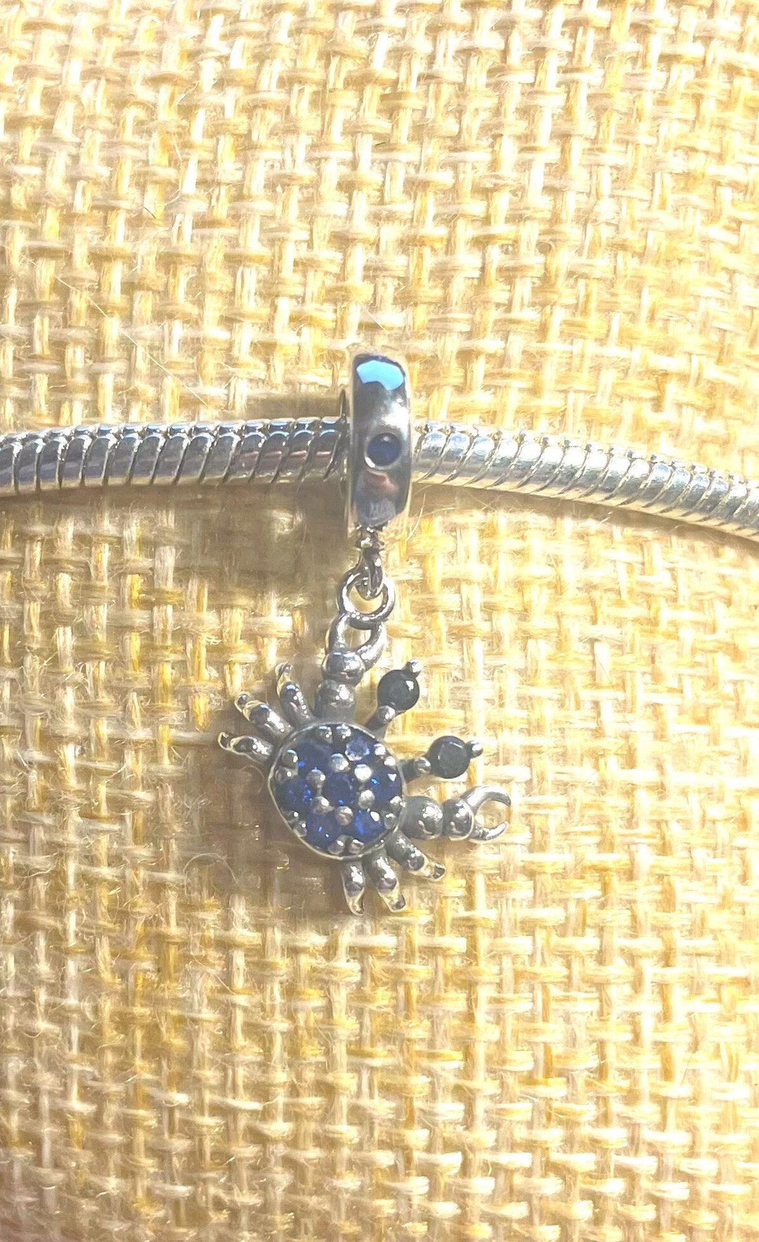 Dark Blue Crab CZ Dangle Charm , Charm Fits Pandora Bracelet , Blue ...