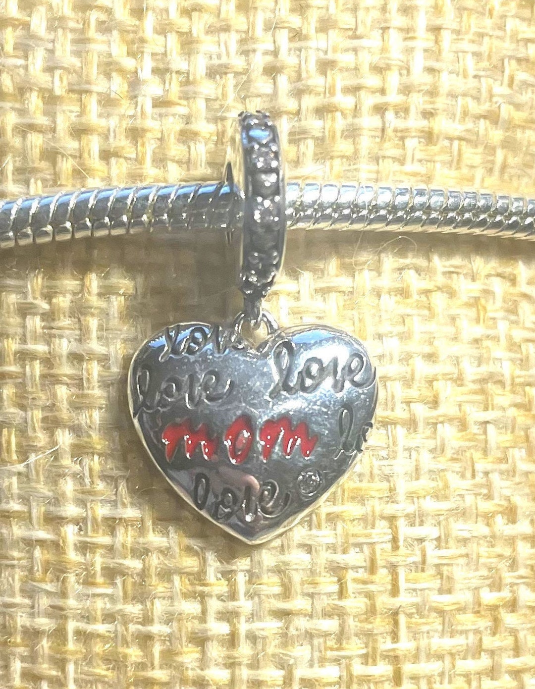 Mom Heart Charm , Charm for Bracelets , Mom Love Charm , Heart Charm ...