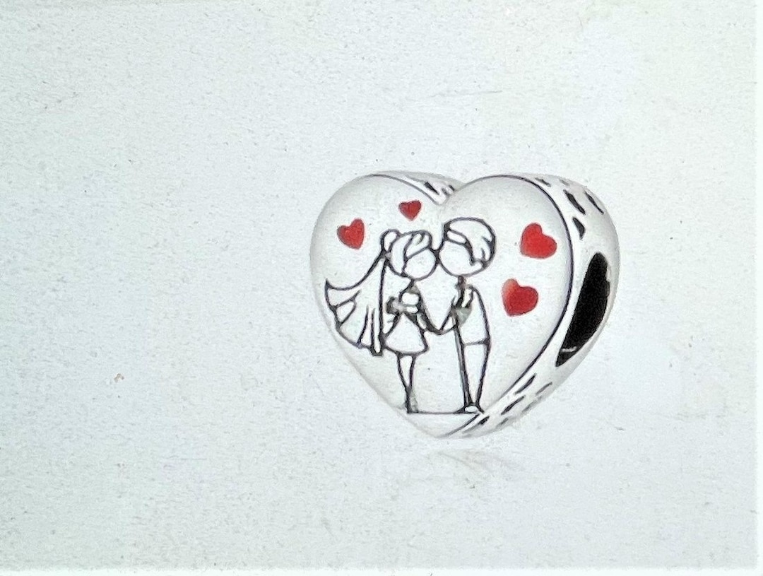 Wedding Heart Charm , Fits Pandora Bracelet , Just Married Charm ...