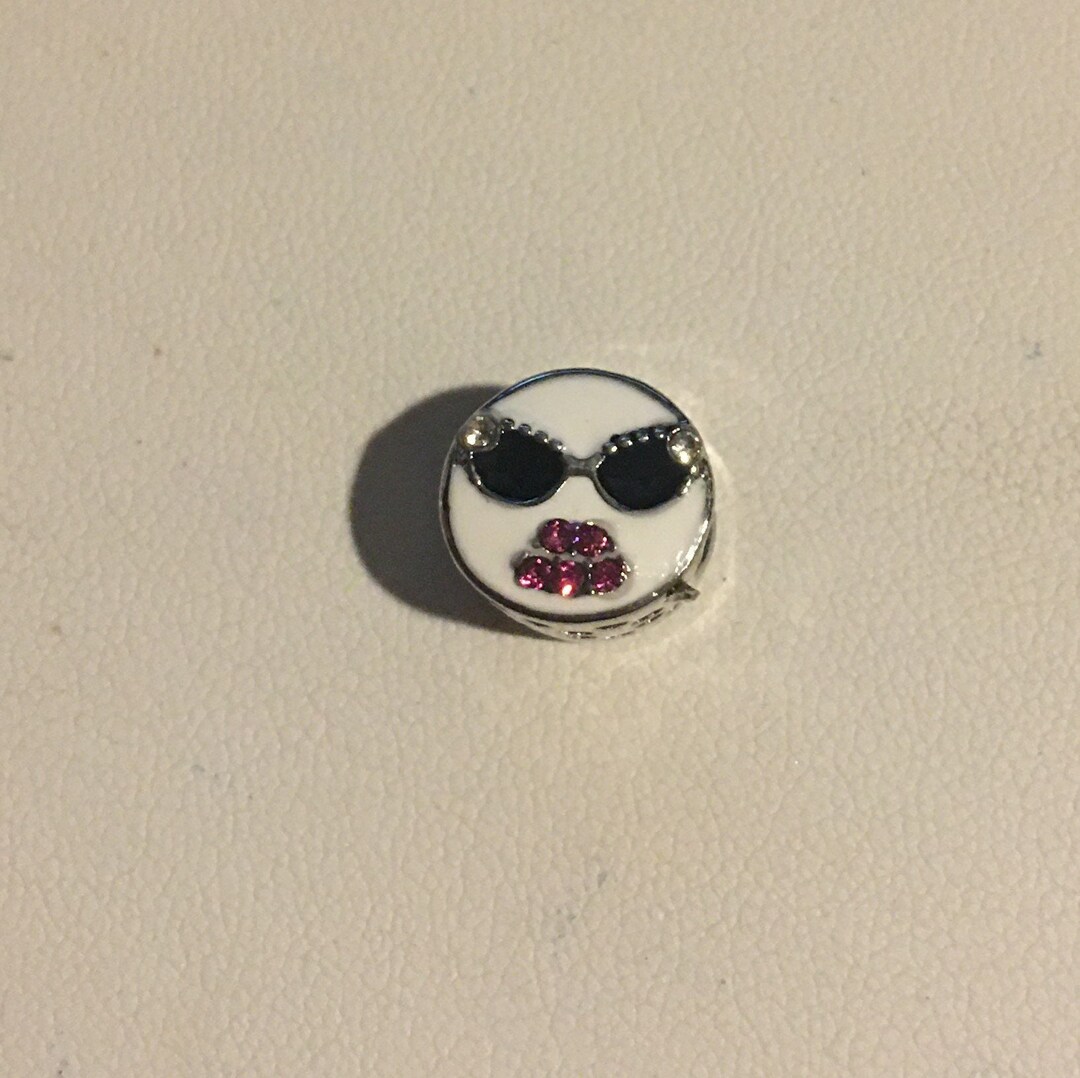 Diva Face Charm Fits Pandora Bracelets , Pink Lips Black Sunglasses ...