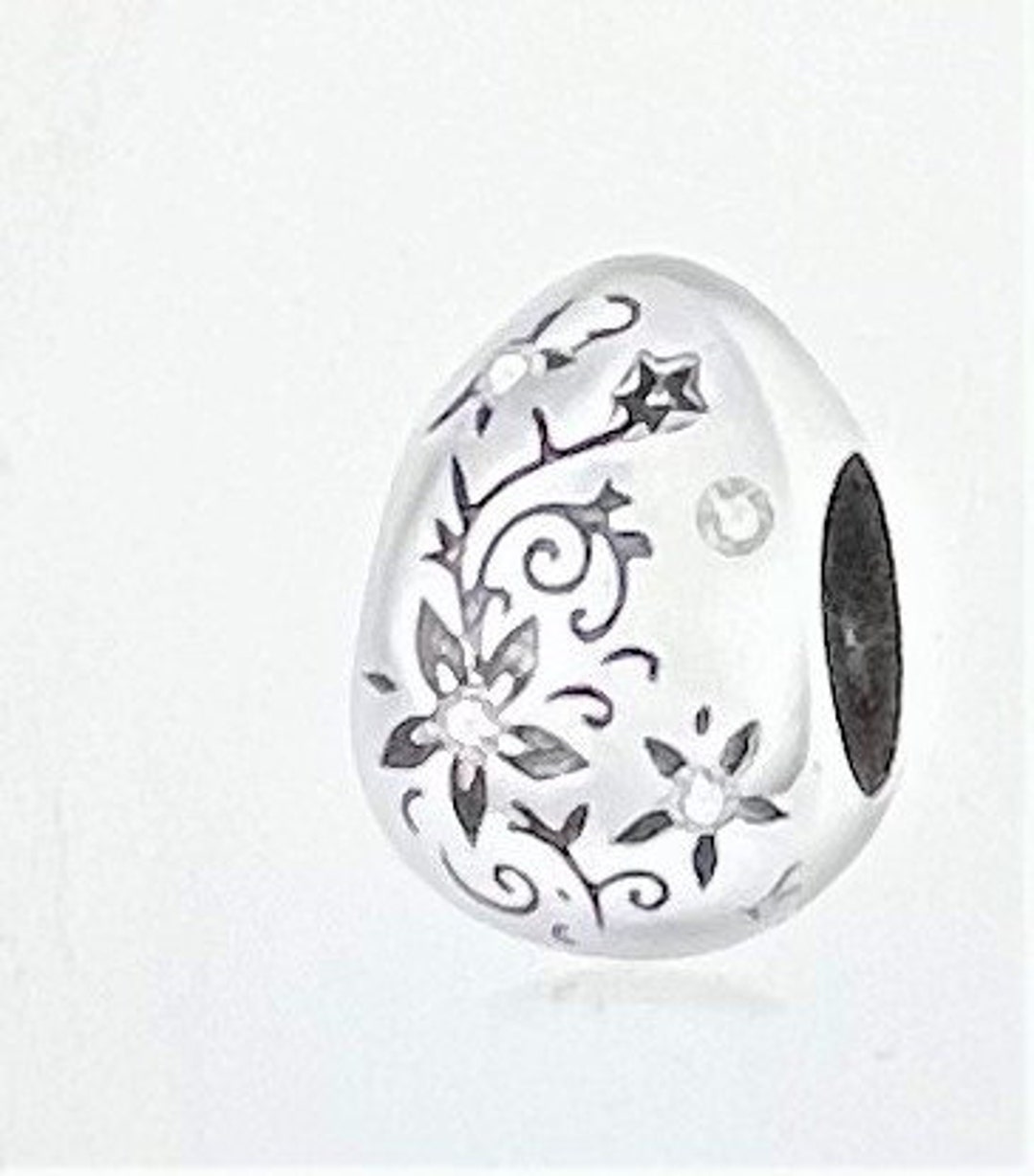 Detailed Egg Charm Fits Pandora Bracelet , Floral Egg Charm , Happy ...