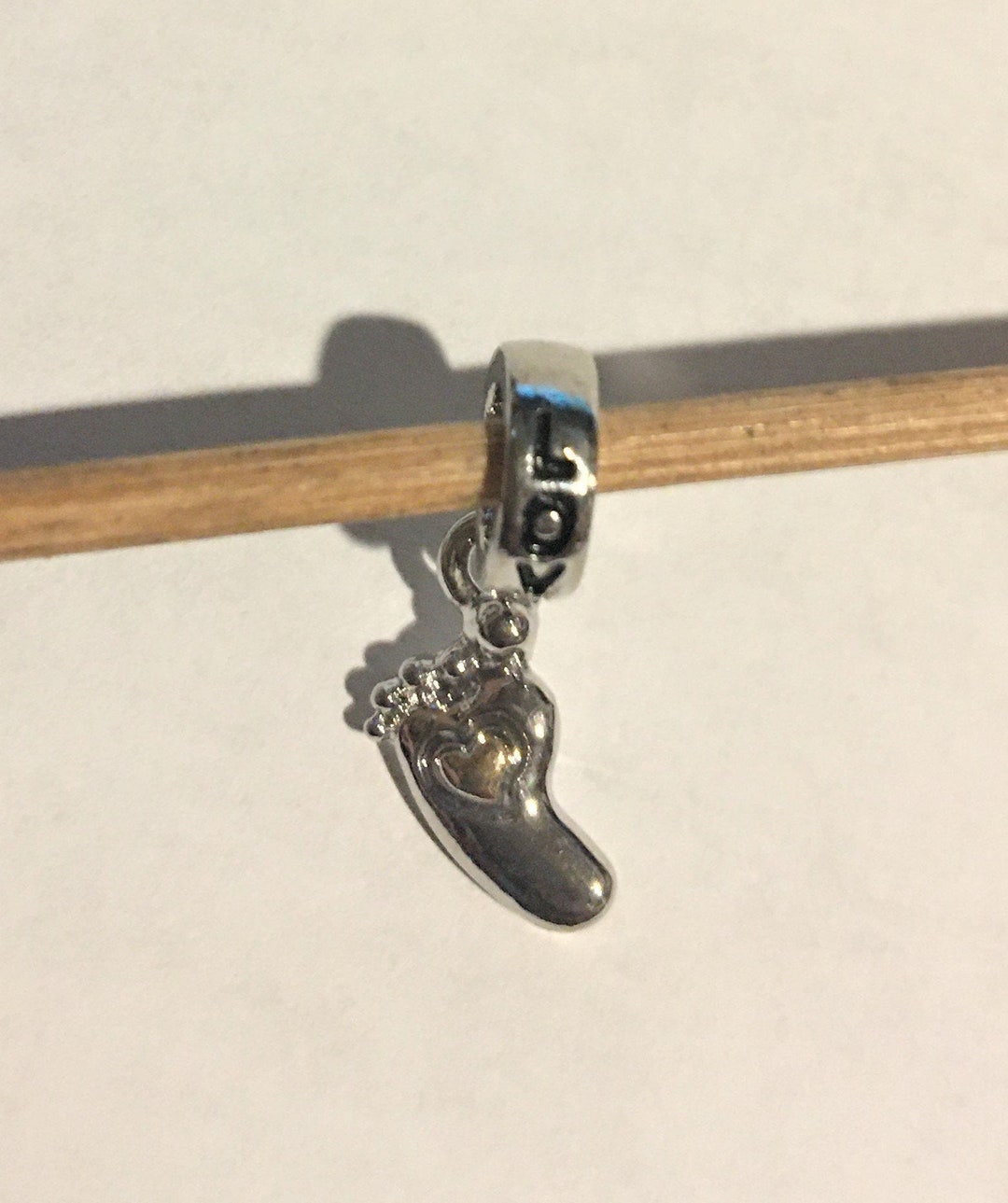 Dangling Love Foot Charm Fits Pandora Bracelets , With a Gold Heart ...