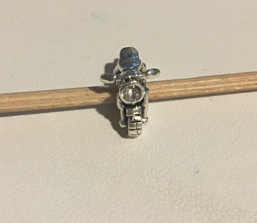 Motorcycle Charm Fits Pandora Bracelet , Bike Charm, Silver , Clear ...