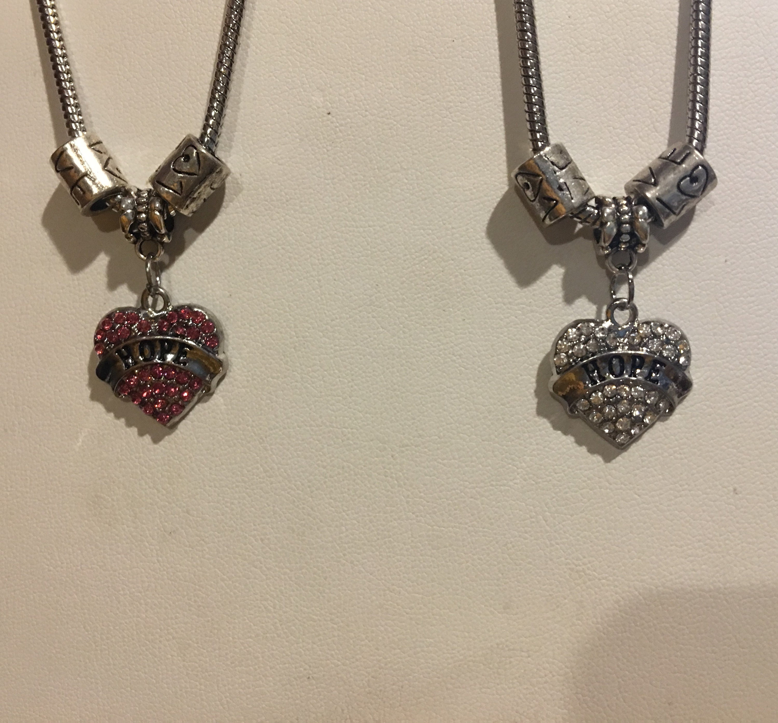 Pandora Style Hope Heart Charm adjustable Bracelet Pink or | Etsy