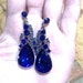Dark Blue Drop Necklace and Earrings Set , Blue Crystal Jewelry Set ...