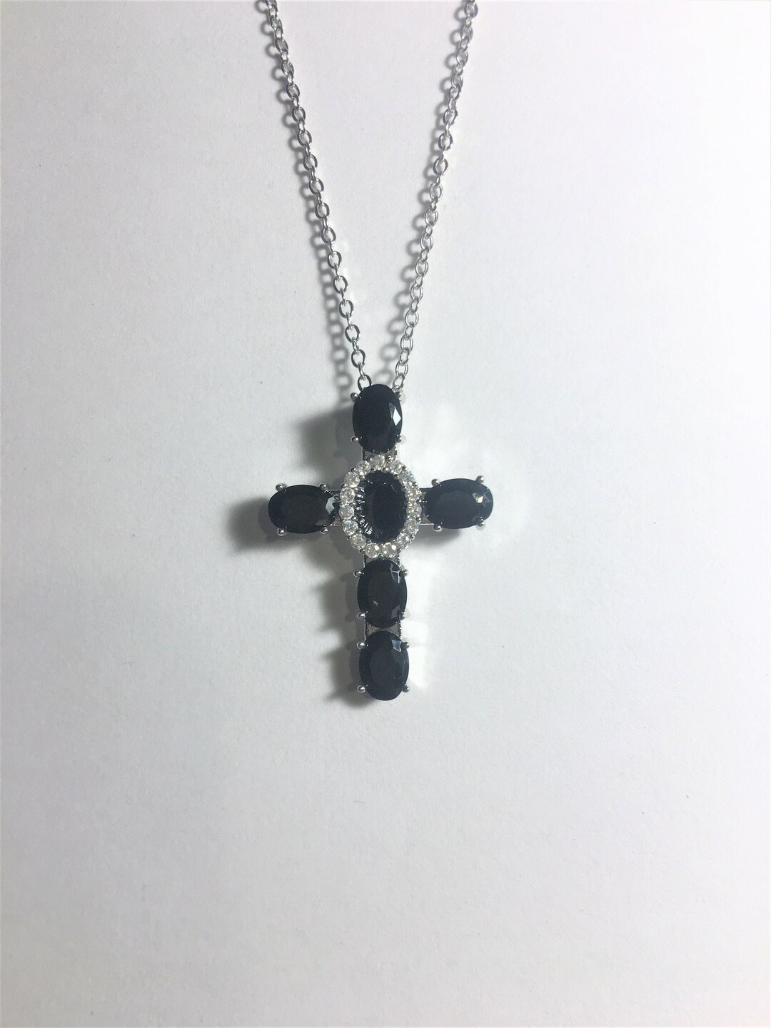 Gemstone CZ Cross Necklace, Gemstone Cross Pendant, Onyx Cross, Pink ...
