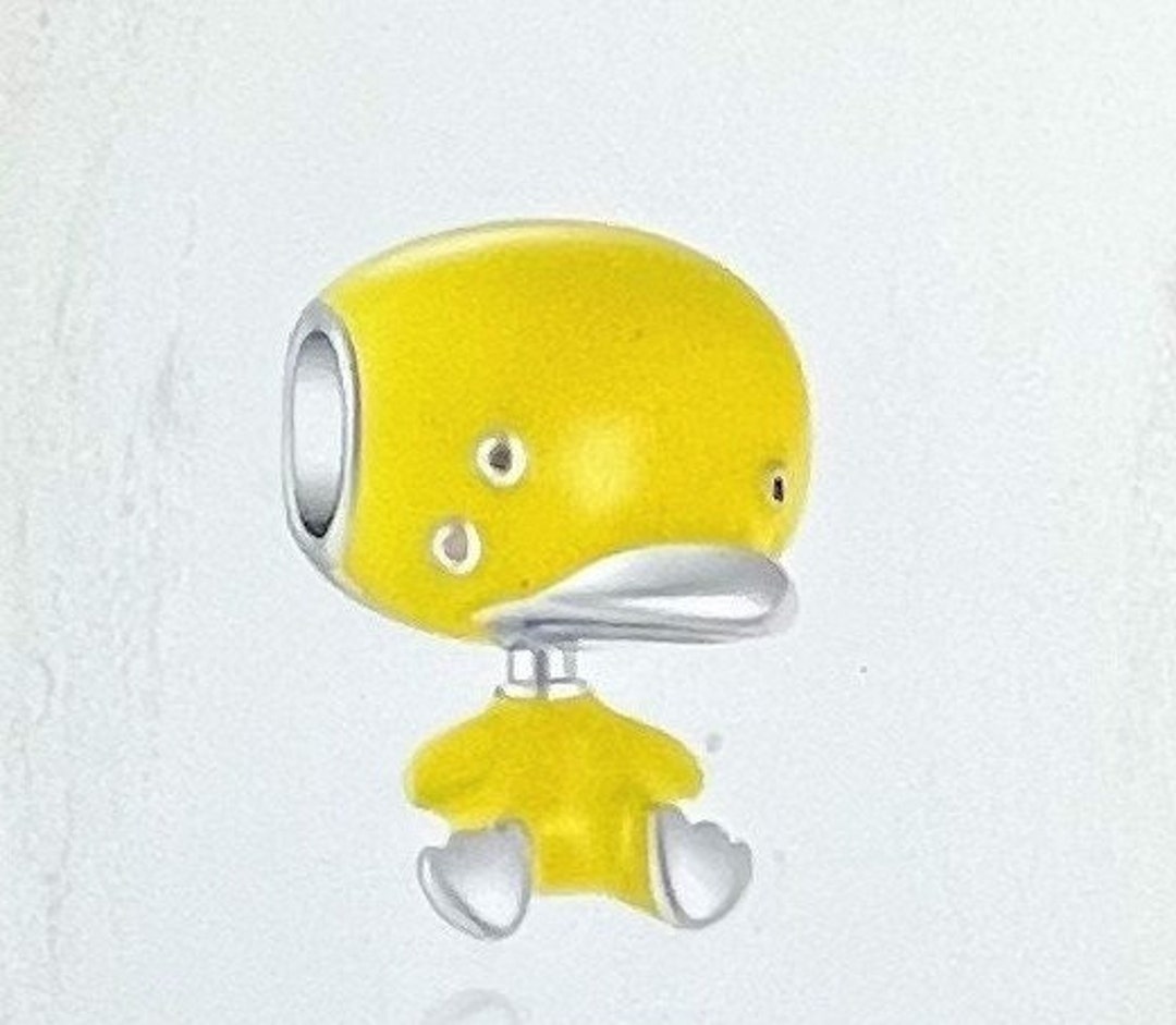 Yellow Duck Charm Fits Pandora Bracelet , Yellow Enamel Duck , European ...