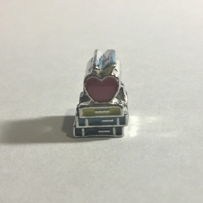 Pandora Style Teacher Charm School Books and Apple Charm - Etsy