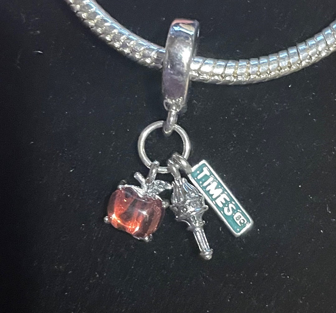 New York Charm M NYC Apple, Torch and Street Sign Triple Dangle Charm ...