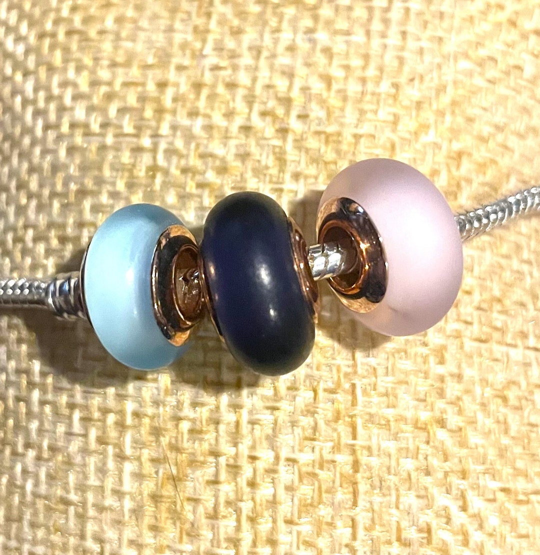 Pandora Style Matte Murano Glass Charm , Matte Pink , Matte Purple ...