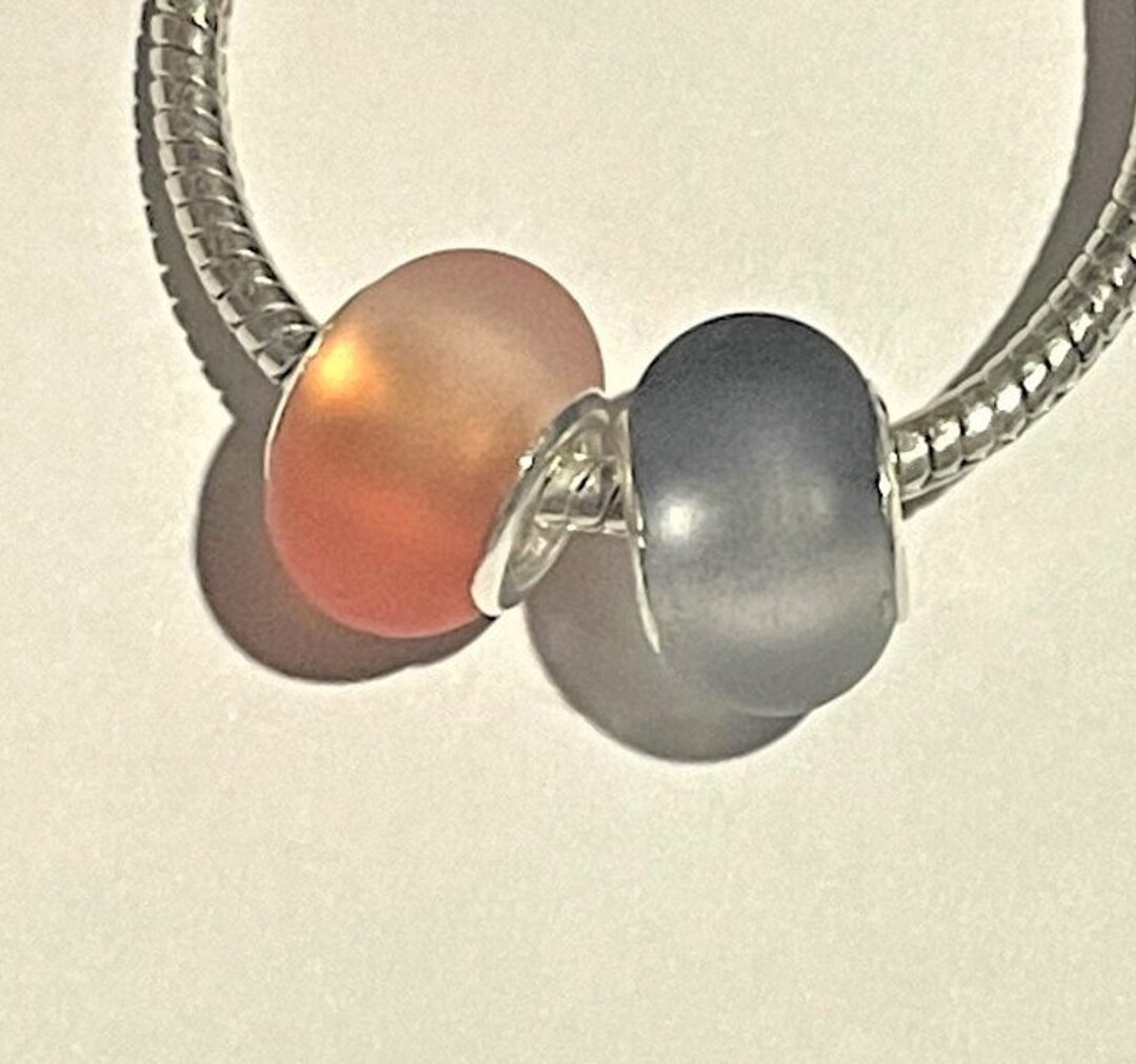 Fading Glass Spacer Bead Charm , Fits Pandora Bracelets , Black and ...