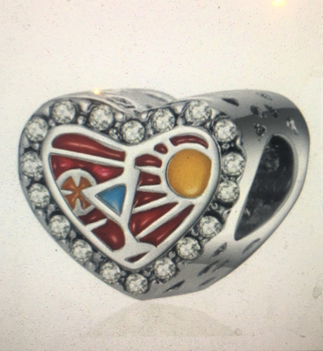 Summer Fun Charm , Fits Pandora Bracelets , Fun in the Sun Heart Charm ...