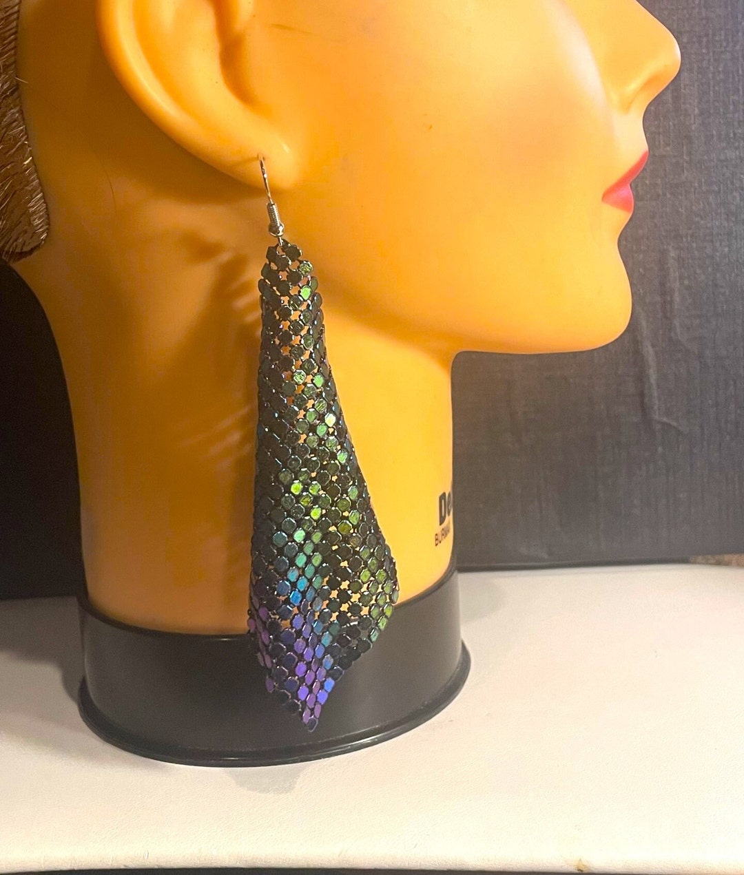 Mardi Gras Mesh Earrings , Colorful Mesh Earrings , Purple Yellow Green ...