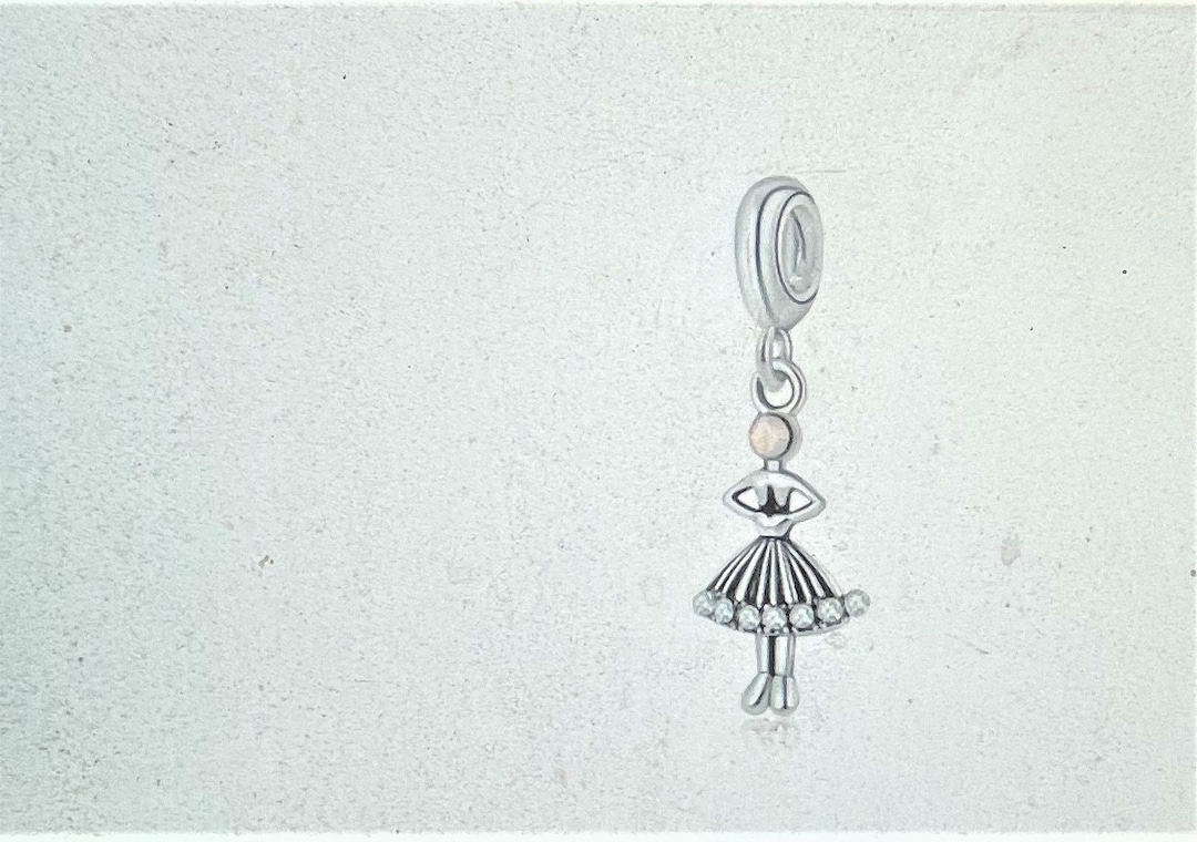 Ballerina Charm Fits Pandora Bracelet , Ballet Dancer Dangle Charm , CZ ...