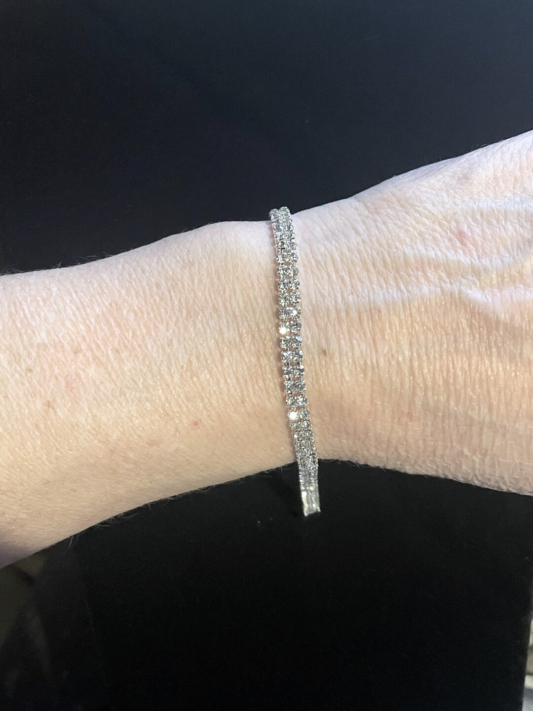 Dainty Rhinestone 2 Row Bracelet , Rhinestone Tennis Bracelet ...