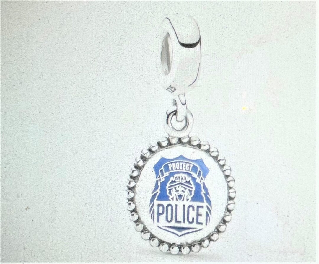 Police Dangle Charm Fits Pandora Bracelet , Police Protect Charm , 925 ...