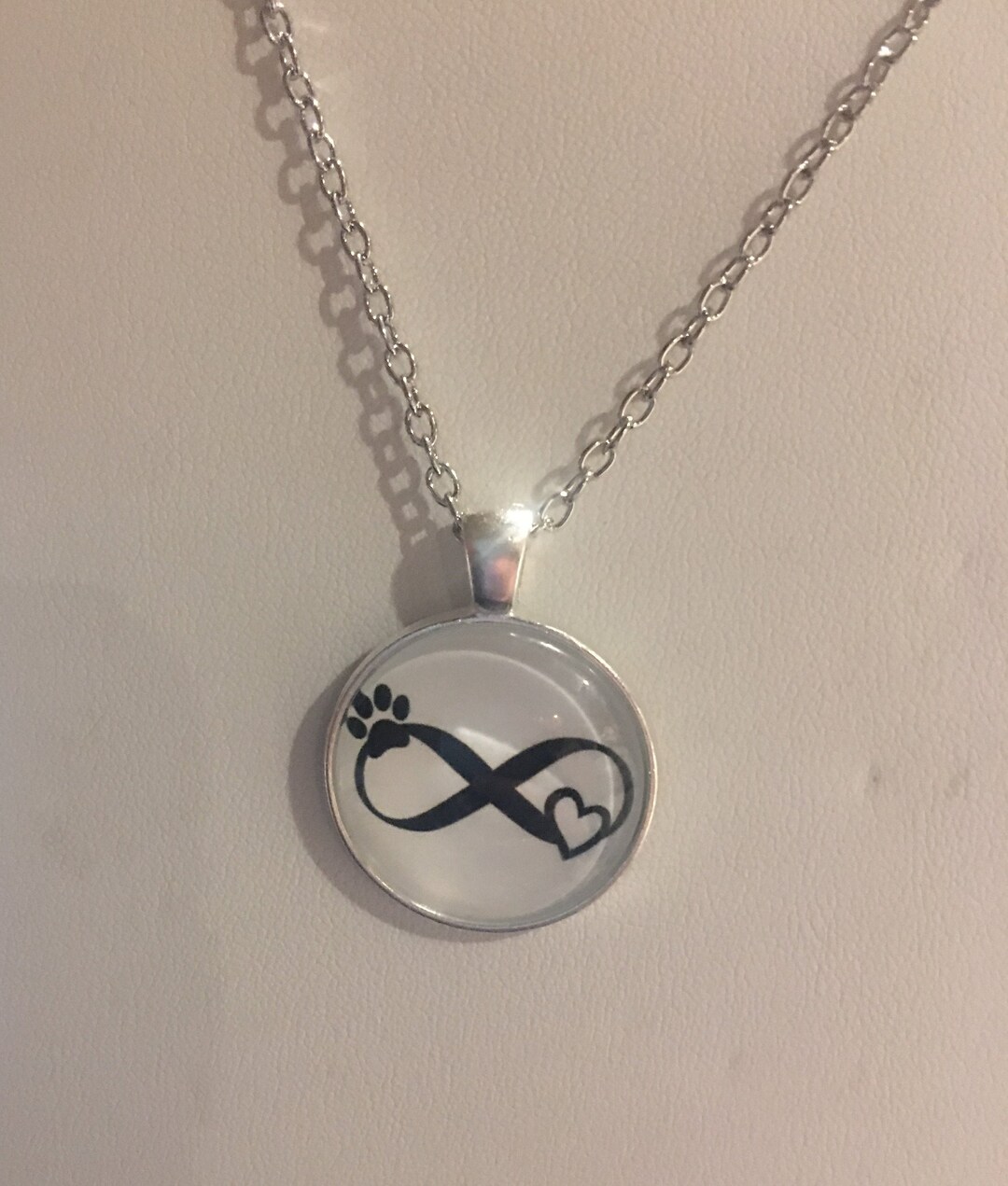 Infinity Cat/dog Paw Print and Heart Love Glass Pendant With a Top ...