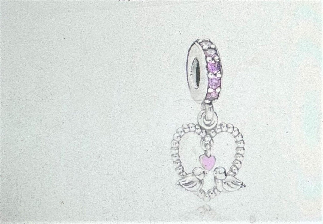 Love Birds Charm Fits Pandora Bracelets , Bird Dangle Charm , Mother ...