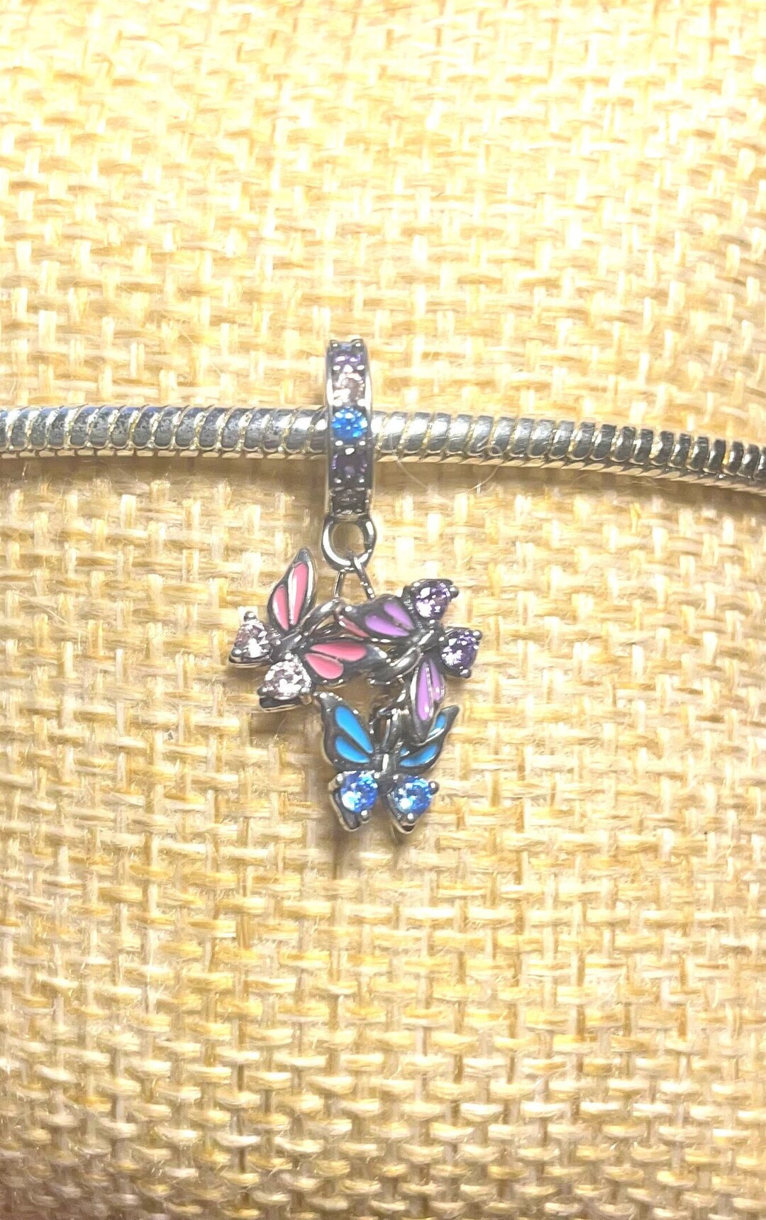 Colorful Butterflies Dangle Charm , Charm Fits Pandora Bracelet ...