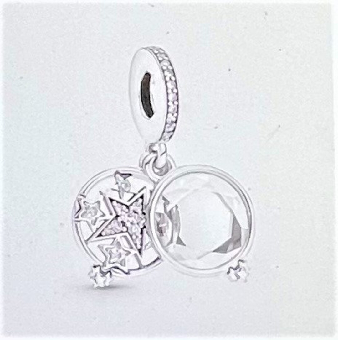 Magnified Star Double Dangle Charm Fits Pandora Bracelets , CZ Dangle ...