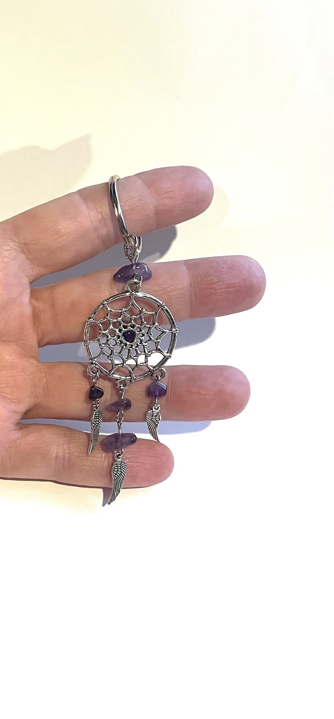 Amethyst Dreamcatcher Keychain , Spiritual Dream Catcher Keychain ...