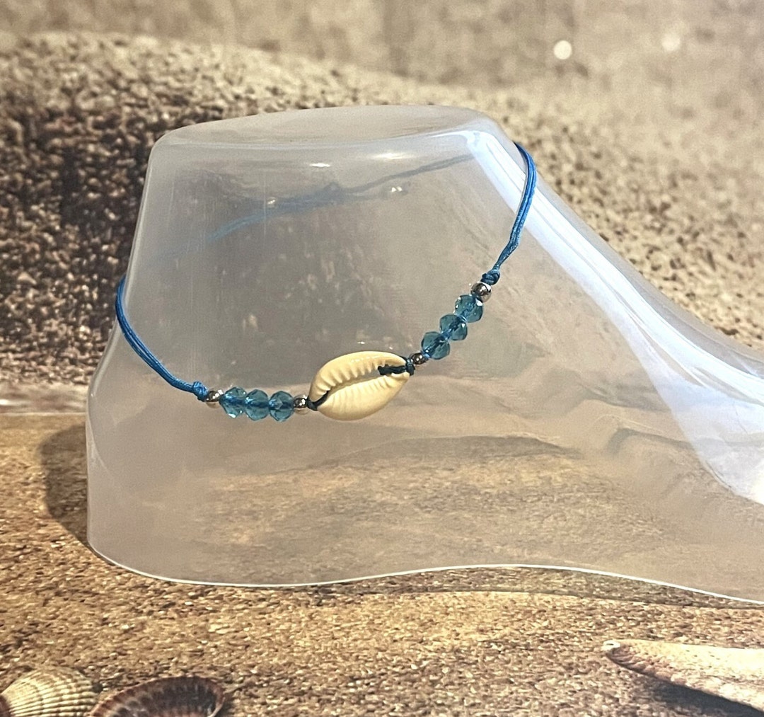 Crystal Beaded Seashell Anklet , Crystal Bracelet , Beaded Bracelet ...
