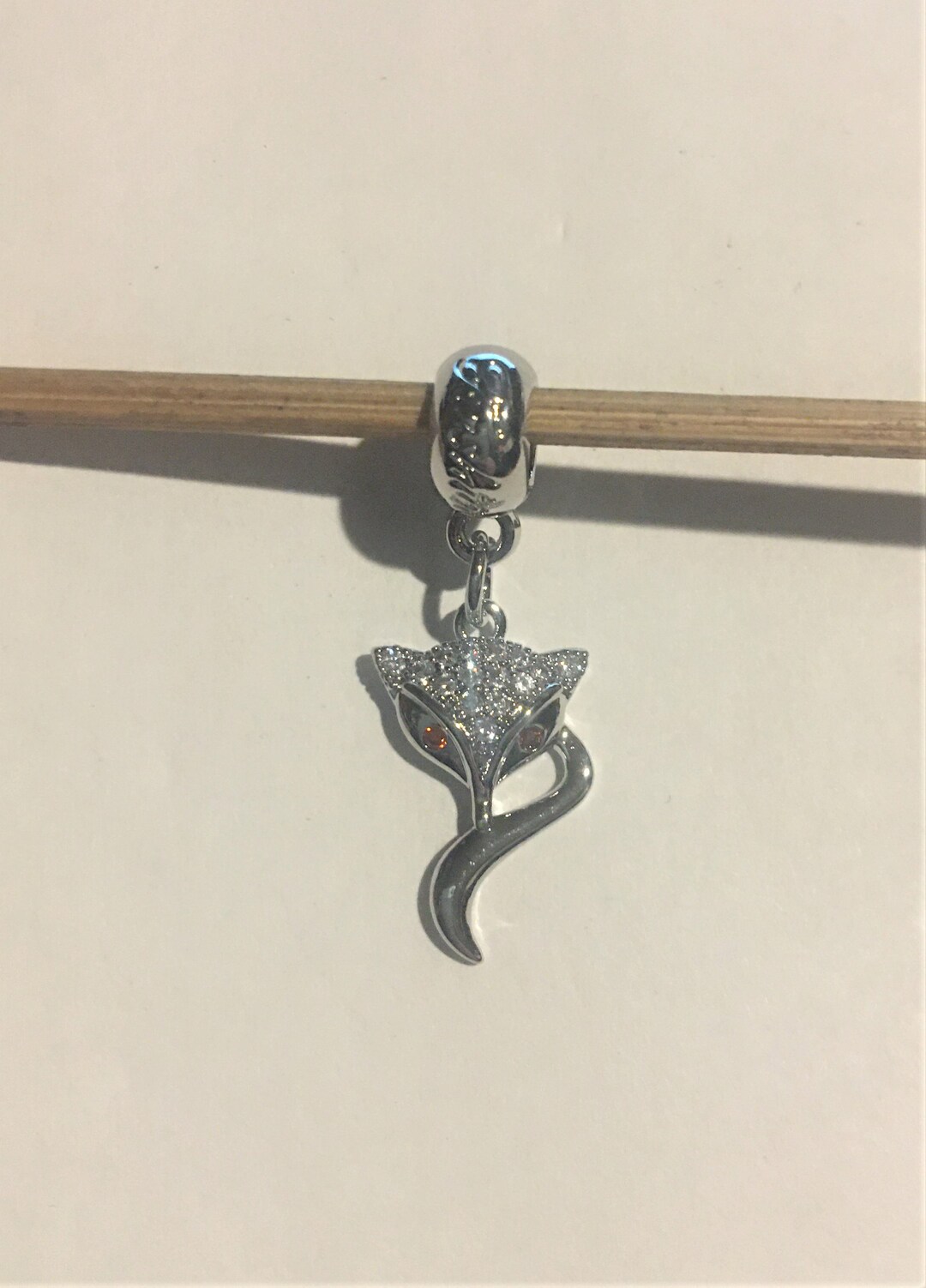 Silver Fox Charm Fits Pandora Bracelets , Silver Fox Clear Crystal ...