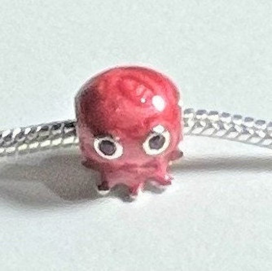 Ocean Bubbles & Waves Octopus Charm Fits Pandora Bracelet , Dark Pink ...