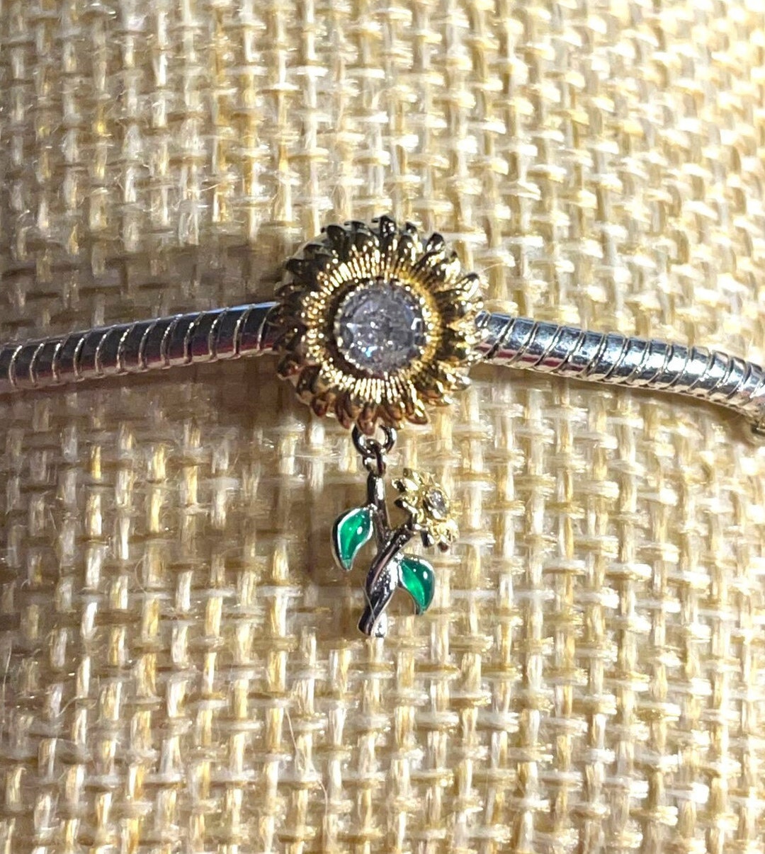 Sunflower Charm Fits Pandora Bracelet , Sunflower Dangle Charm ...