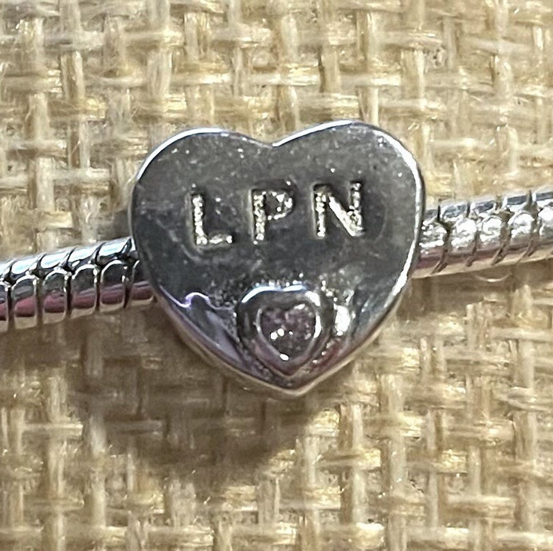 LPN Nurse Heart Charm Fits Pandora Bracelet , LPN Charm , Nurse Charm ...